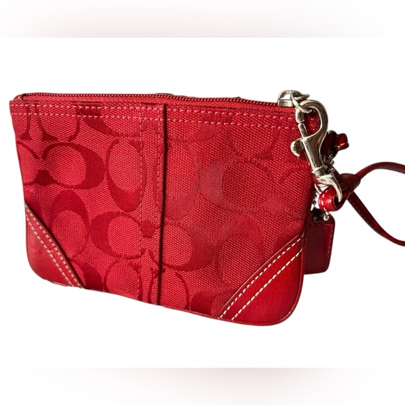Coach | Bags | Stunning Coach Signature Jacquard Red Wristlet | Poshmark